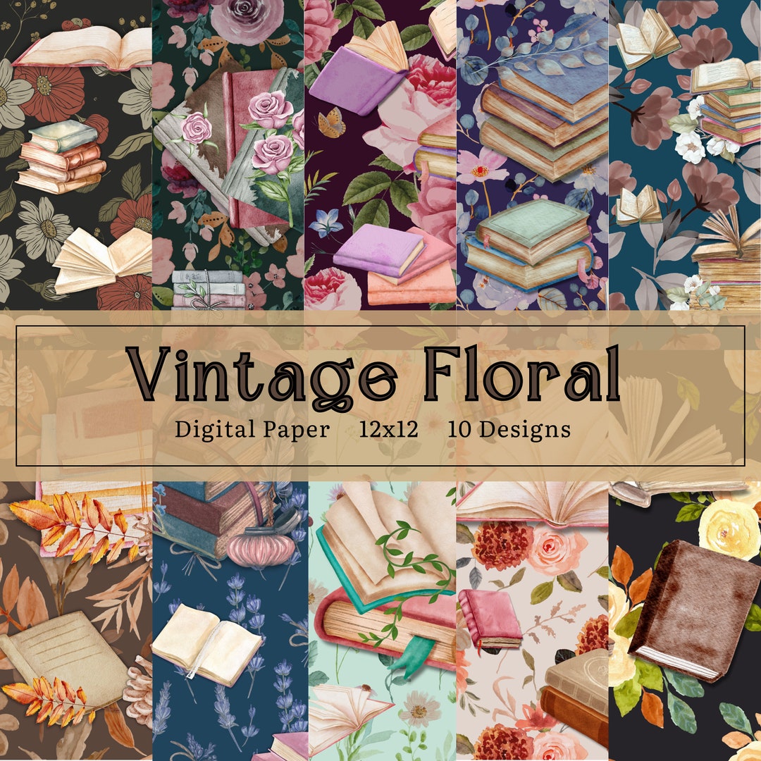 Vintage Books Digital Paper- Library, Read - Etsy