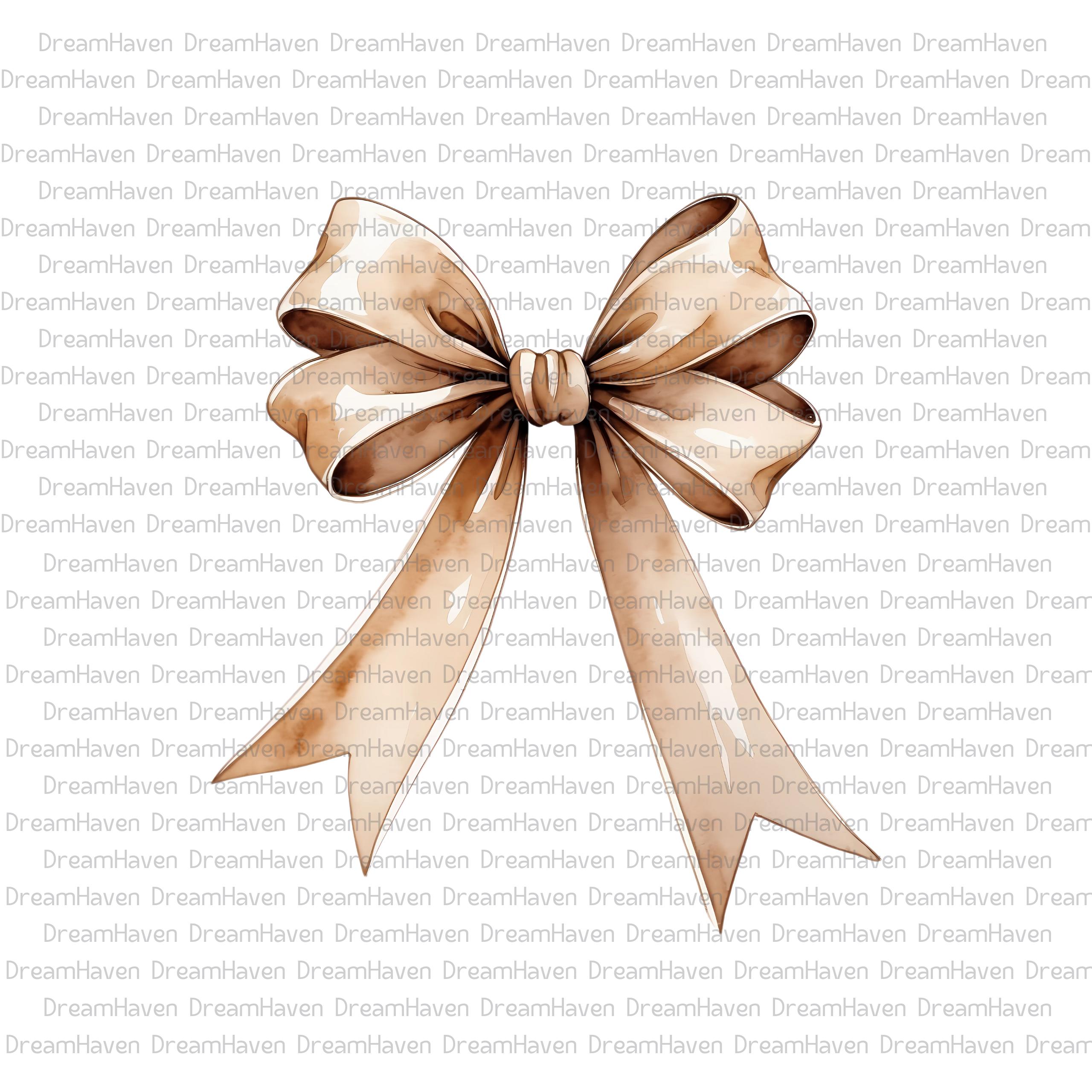 Brown Coquette Ribbon Bow Clipart, Cute Ribbon Bow in Soft Brown Colors ...