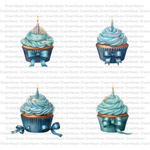 16 Blue Pastel Cupcake Clipart Collection, Digital Download for SVG ...
