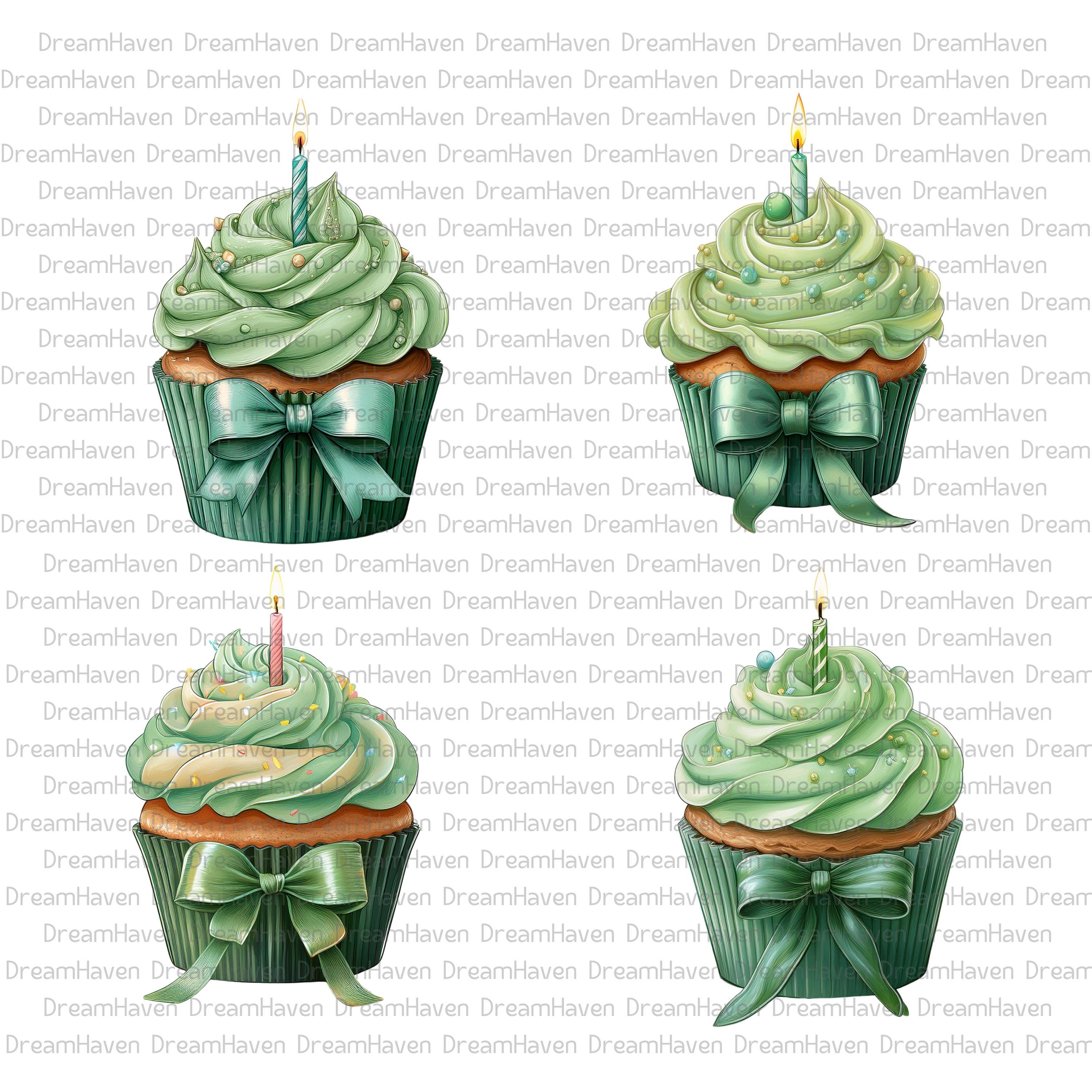 15 Green Pastel Cupcake Clipart Collection, Digital Download for SVG ...