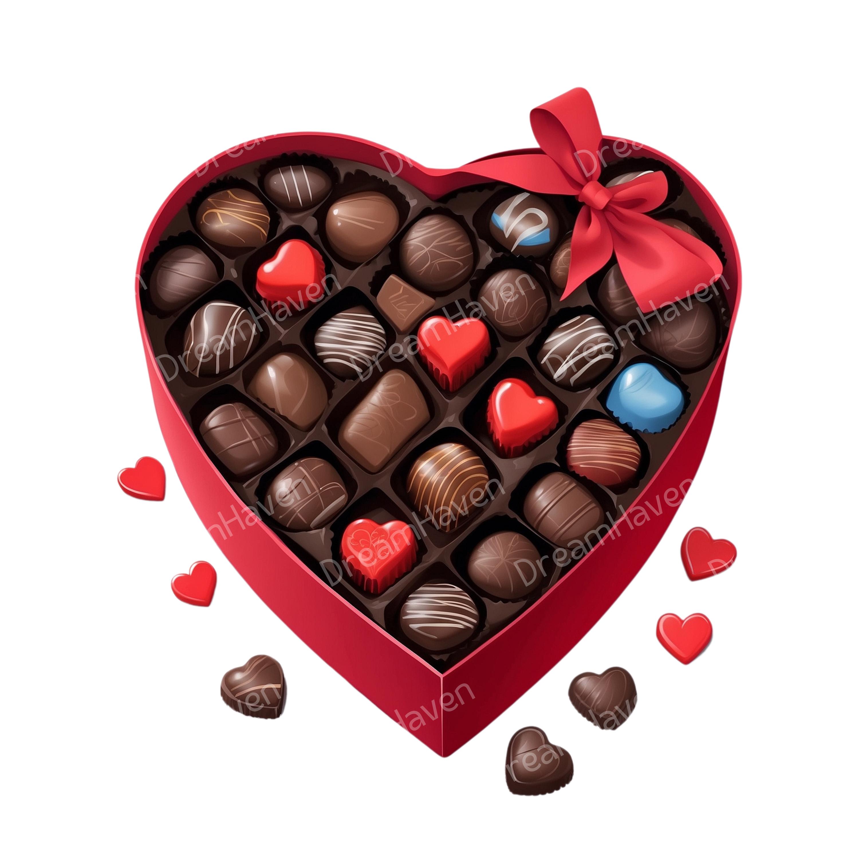 11 Red Heart Shaped Chocolate Box Clipart, Valentines PNG and SVG ...