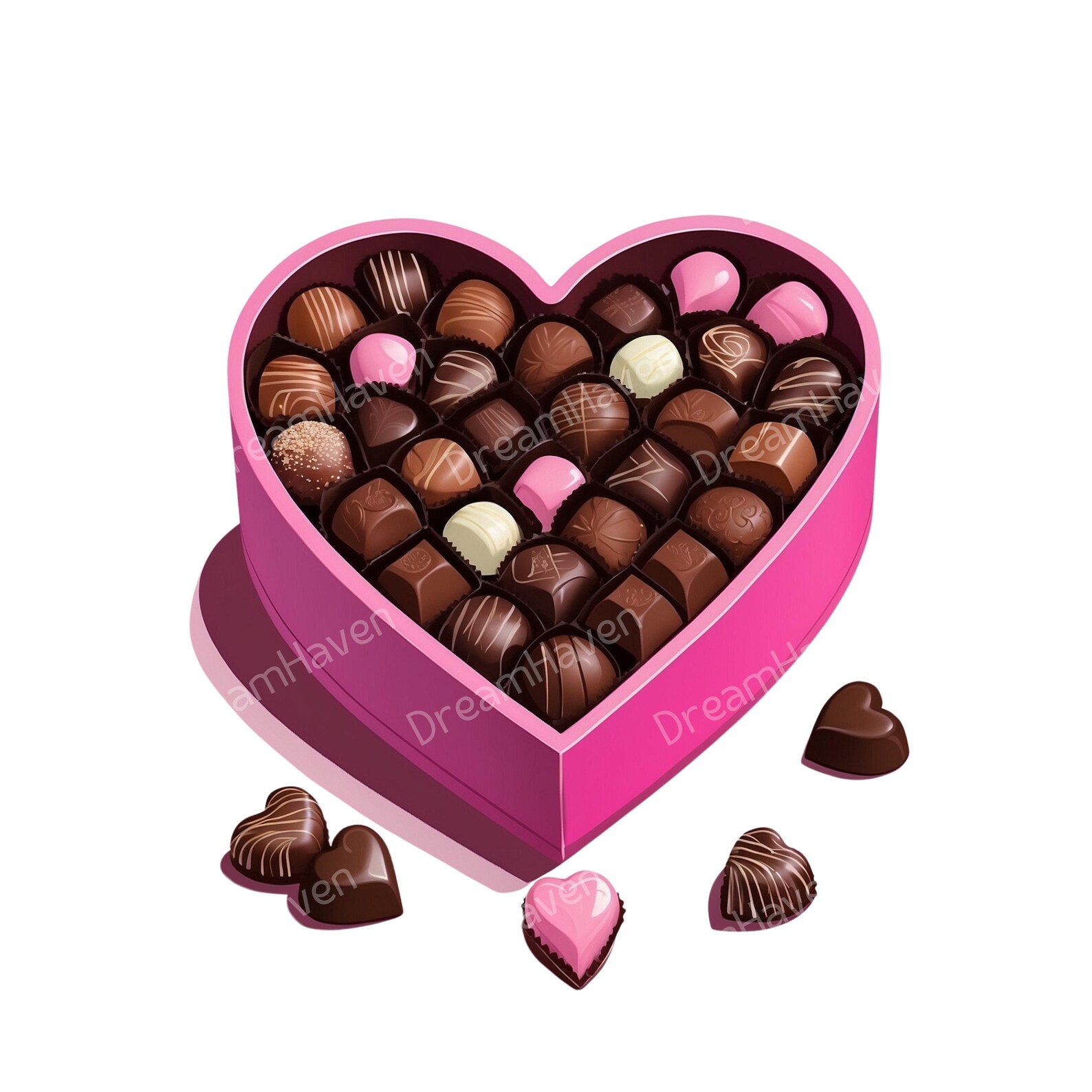 9 Pink Heart Shaped Chocolate Box Clipart, Valentines PNG and SVG ...
