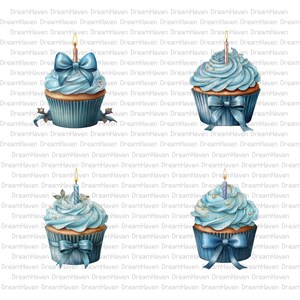 16 Blue Pastel Cupcake Clipart Collection, Digital Download for SVG ...