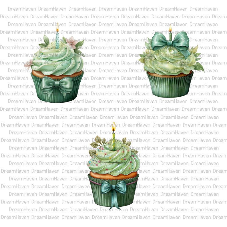 15 Green Pastel Cupcake Clipart Collection, Digital Download for SVG ...