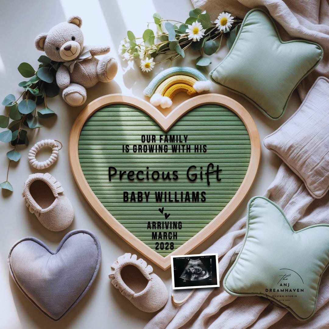 Spring Gender Neutral Baby Pregnancy Announcement Template, Social ...