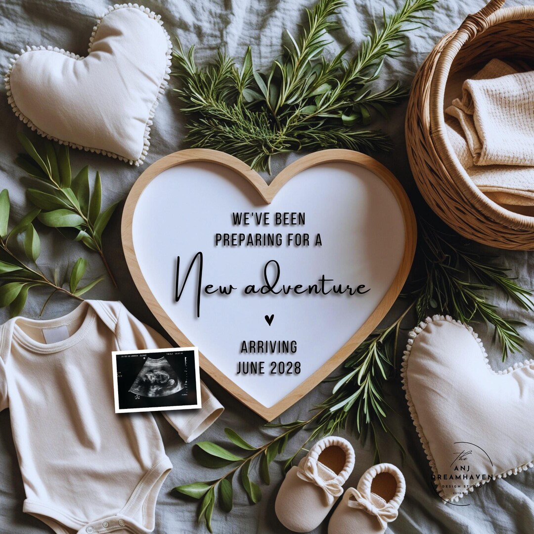 Spring Gender Neutral Baby Pregnancy Announcement Template, Social ...