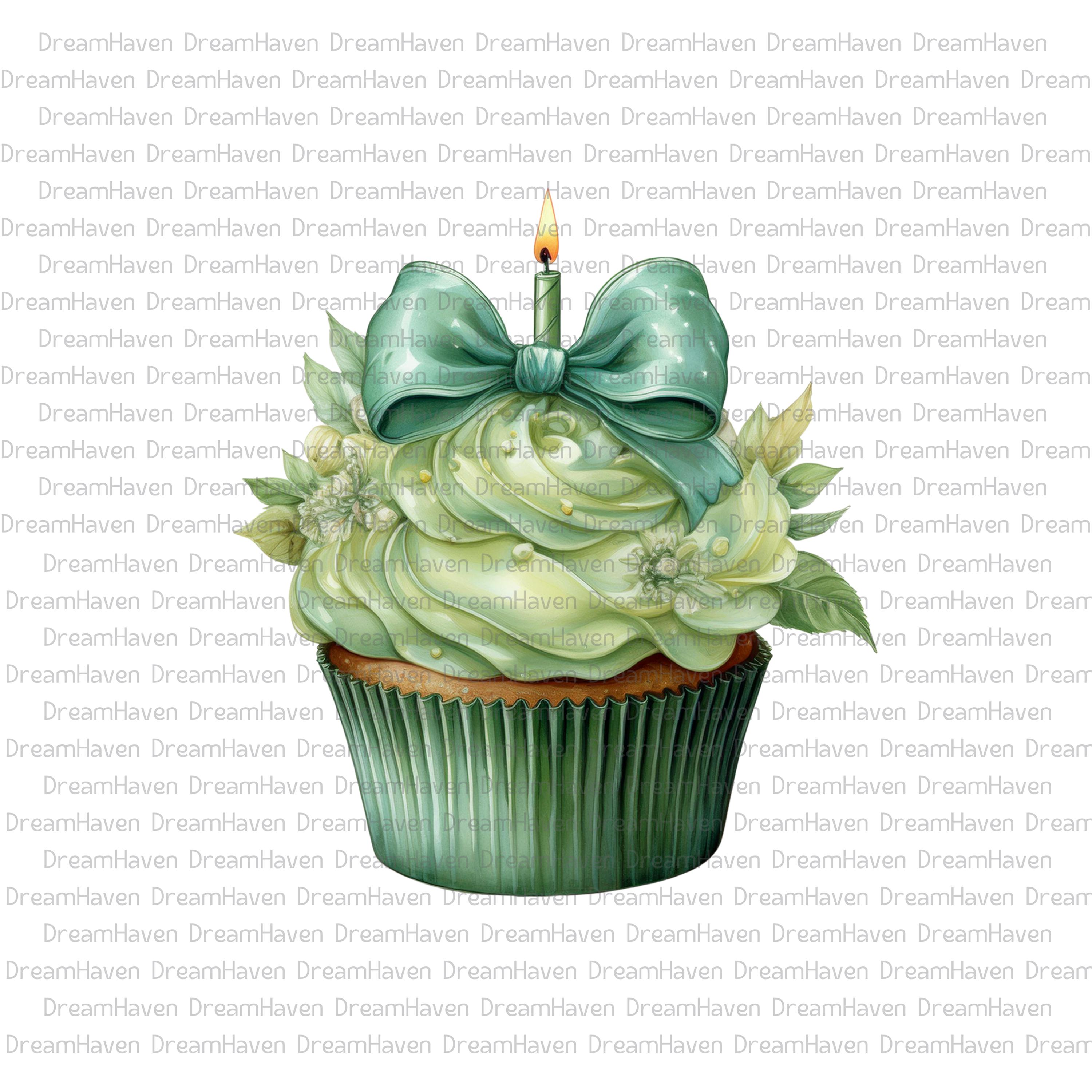 15 Green Pastel Cupcake Clipart Collection, Digital Download for SVG ...