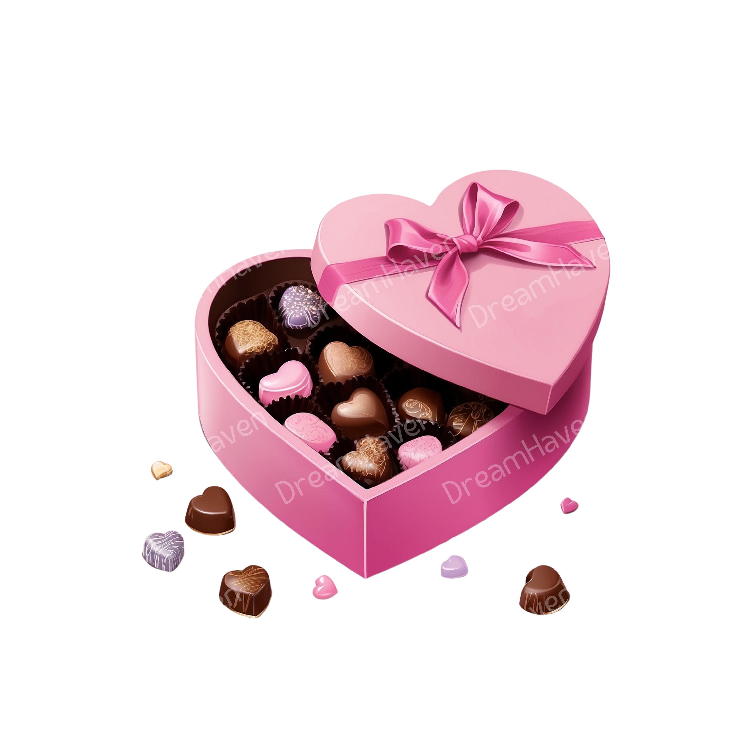 9 Pink Heart Shaped Chocolate Box Clipart, Valentines PNG and SVG ...