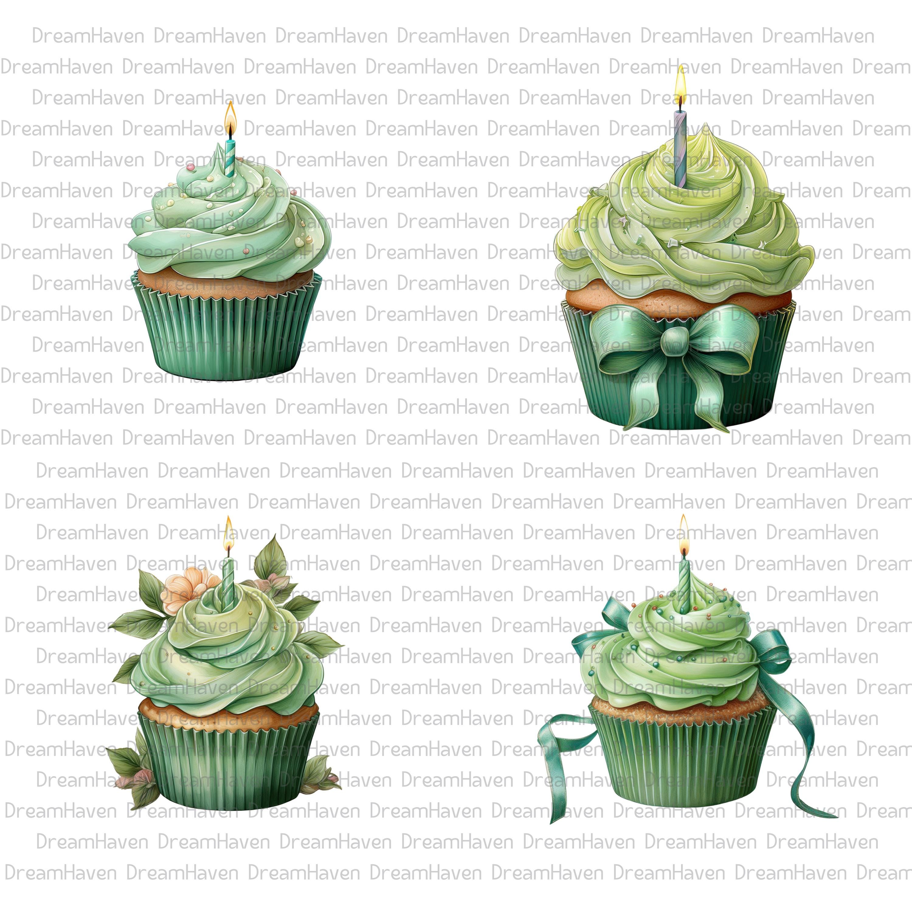 15 Green Pastel Cupcake Clipart Collection, Digital Download for SVG ...