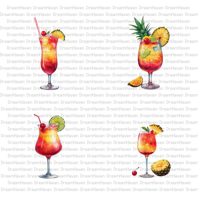 10 Tropical Sunset Cocktail Clipart Collection, Digital Download for ...