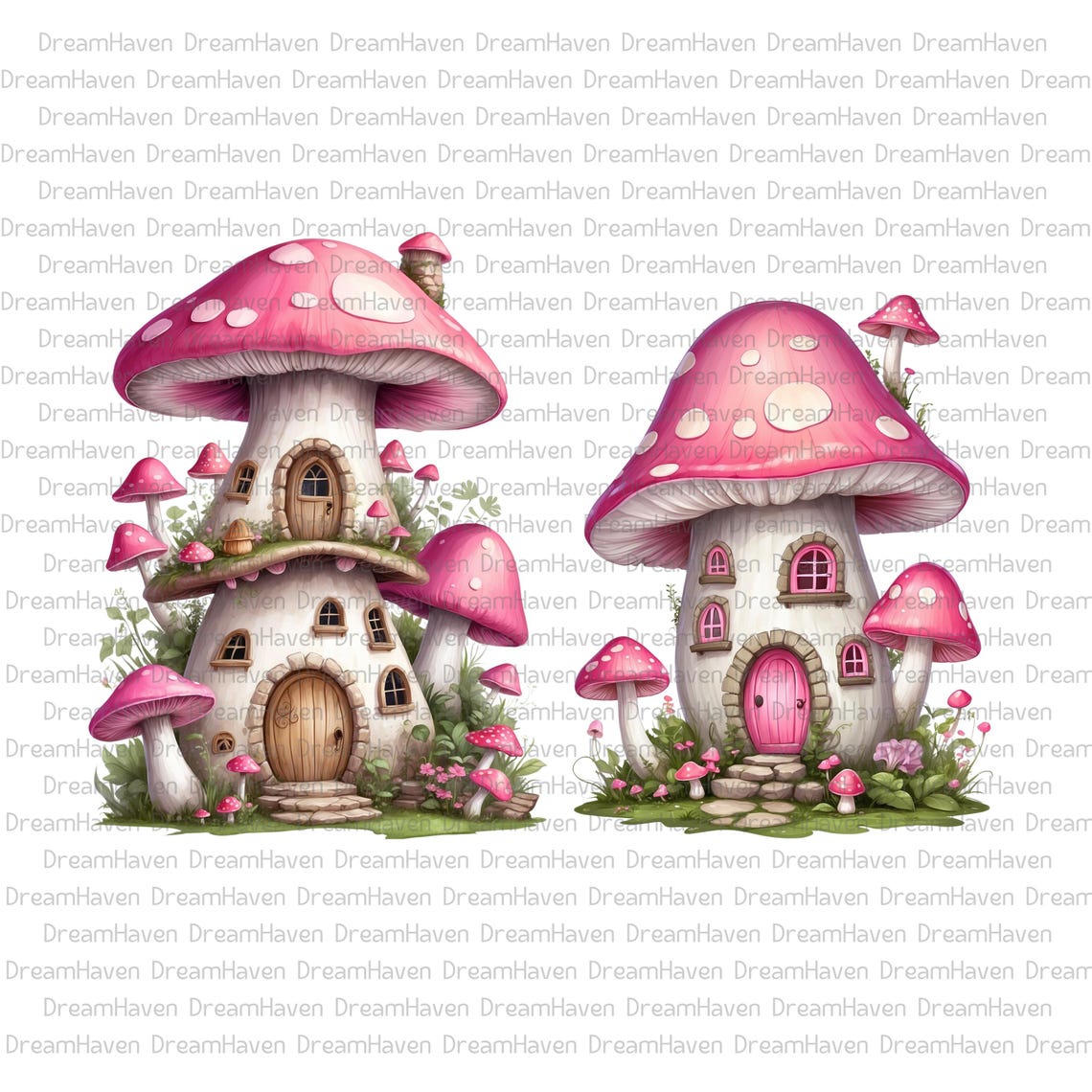 14 Pink Mushroom Fairy House Clipart, Pink Mushroom Fairy House PNG SVG ...