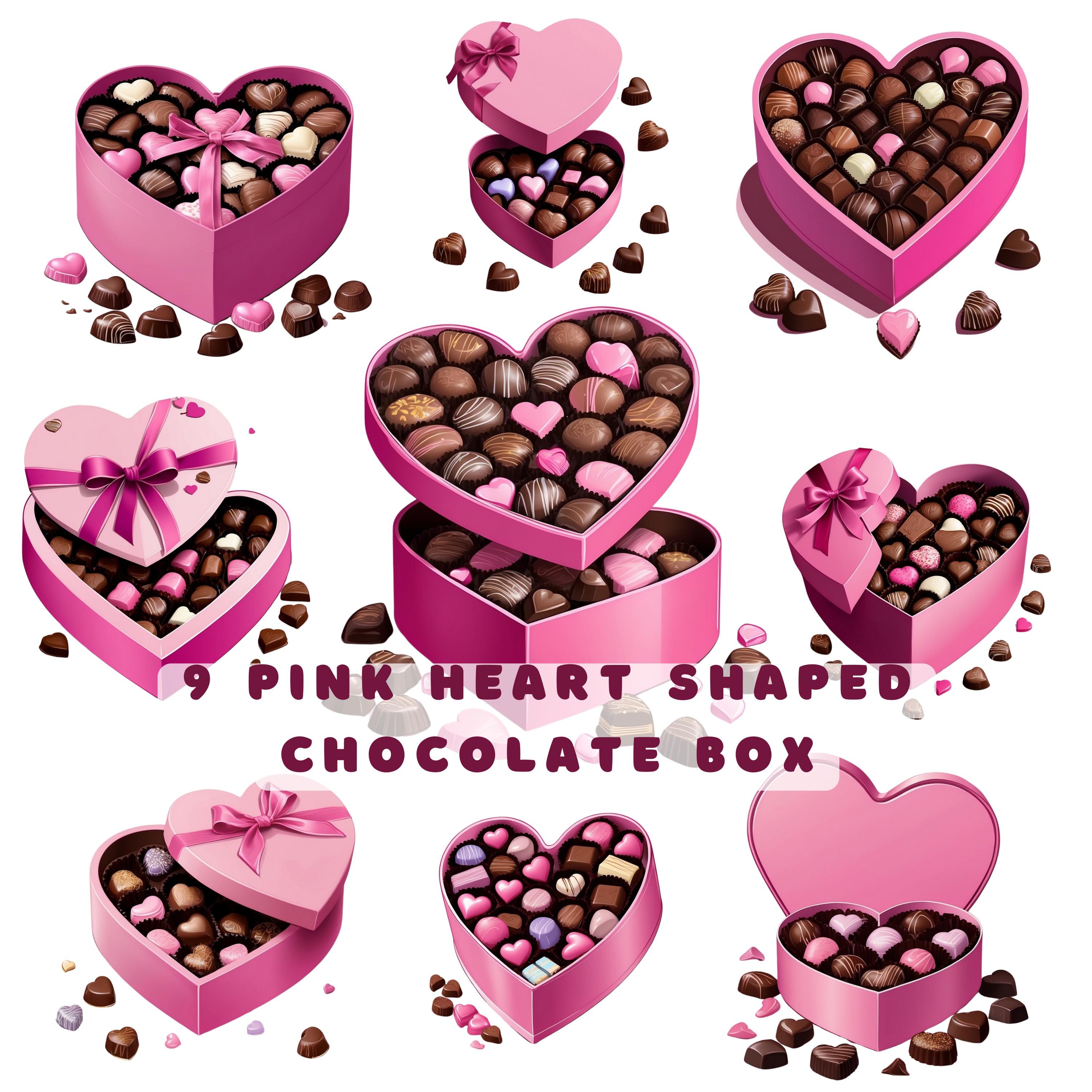 9 Pink Heart Shaped Chocolate Box Clipart, Valentines PNG and SVG ...