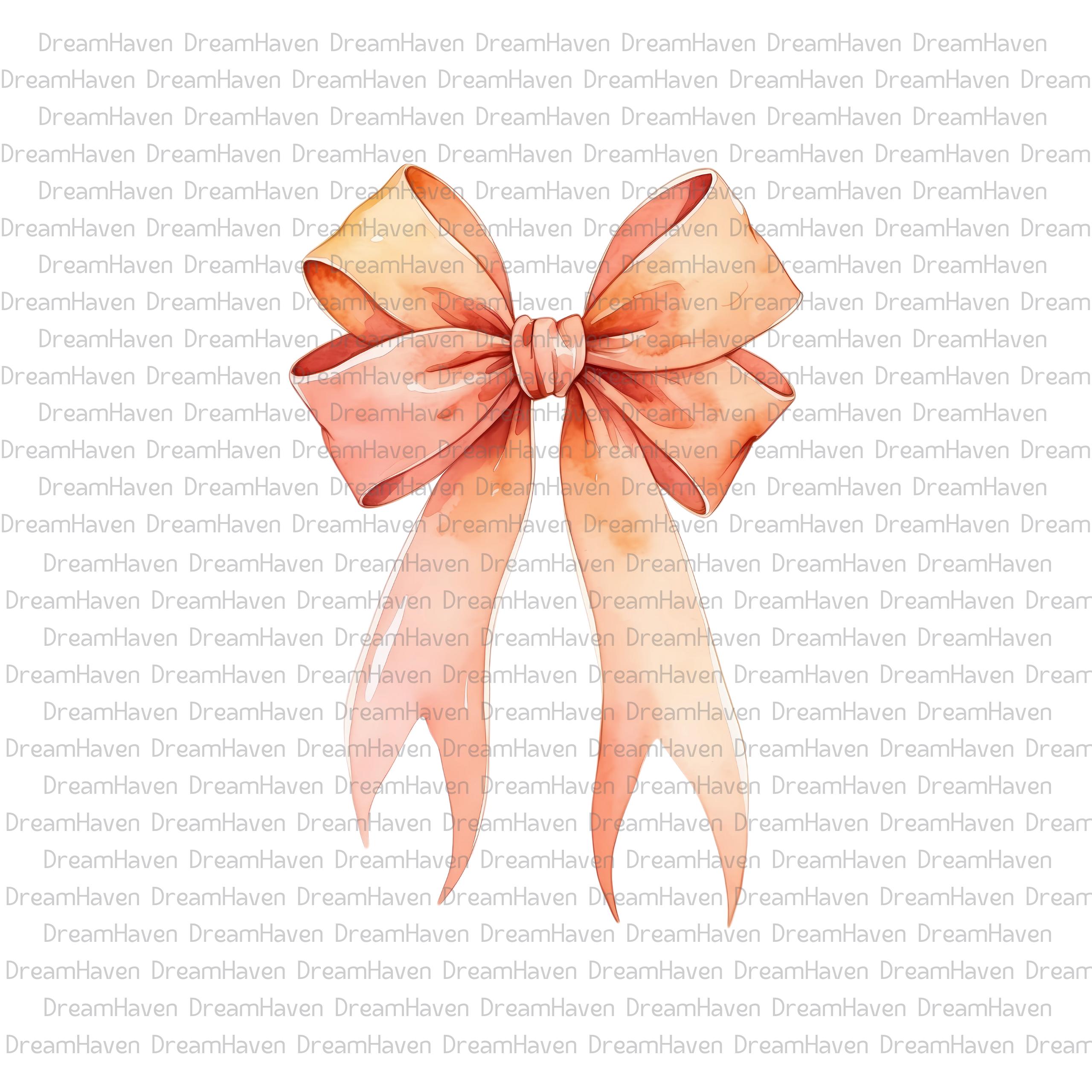 Peach Coquette Ribbon Bow Clipart, Cute Ribbon Bow in Soft Peach Colors ...
