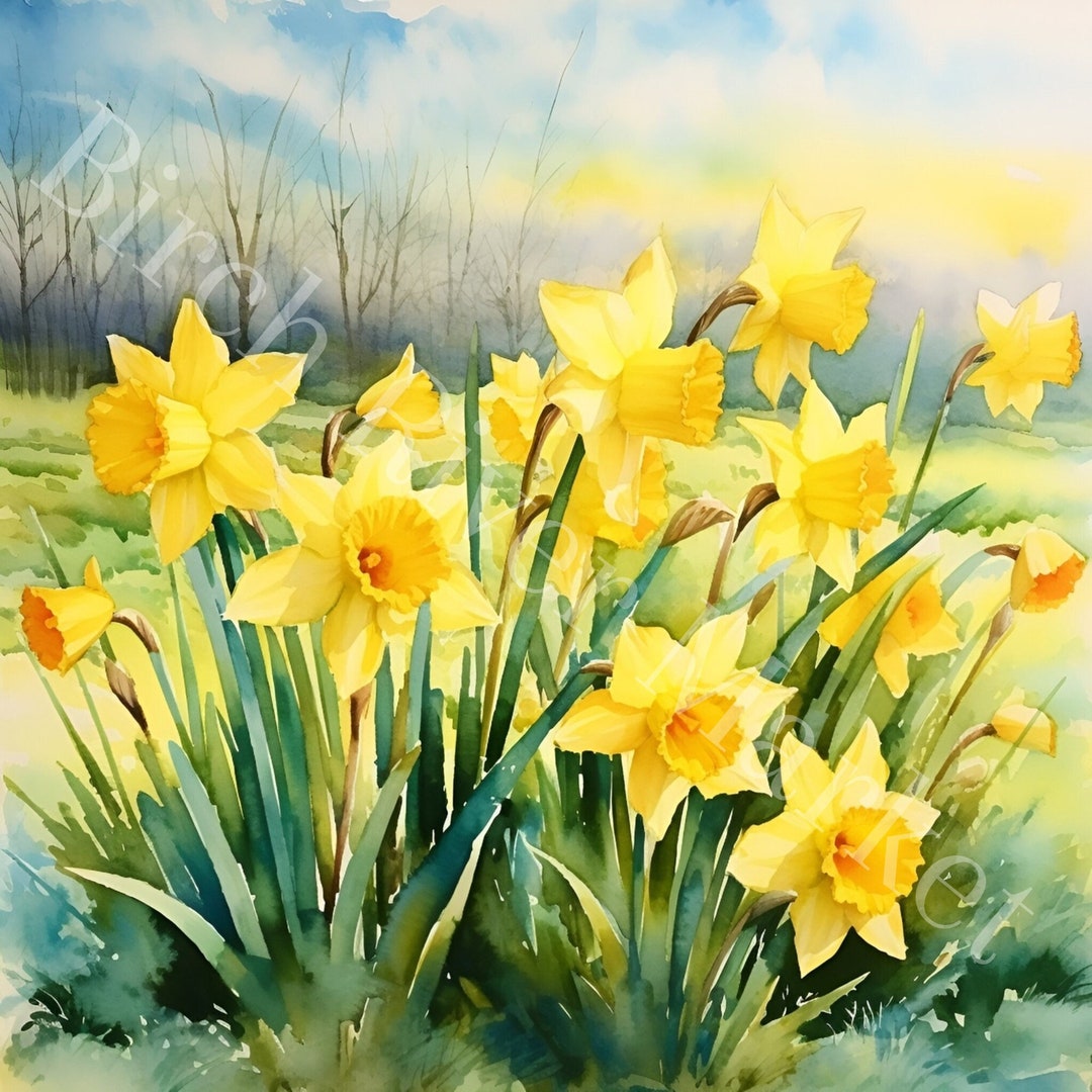Printable Beautiful Spring Daffodils Art Instant Digital Download - Etsy