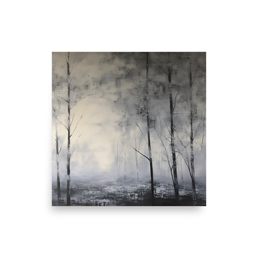 Monochromatic Soft Abstract Forest Art Print - Etsy