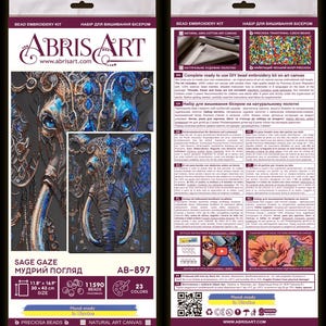 Bead Embroidery Kit DIY on Stamped Art Canvas Animals - Abris Art AB ...