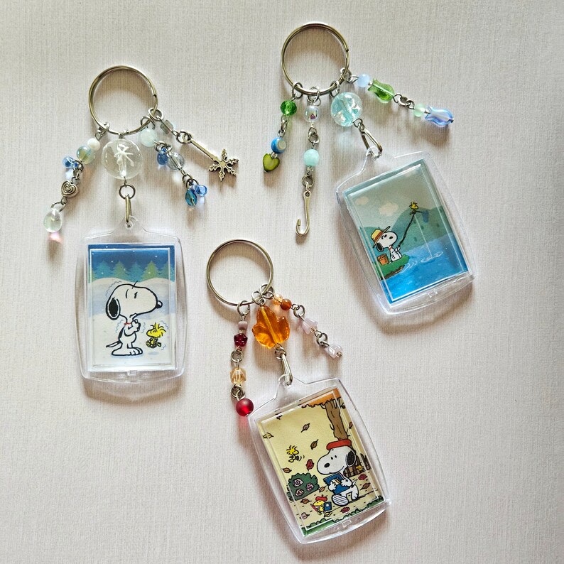 Handmade Beaded Snoopy Cartoon Dog Keychains - Etsy