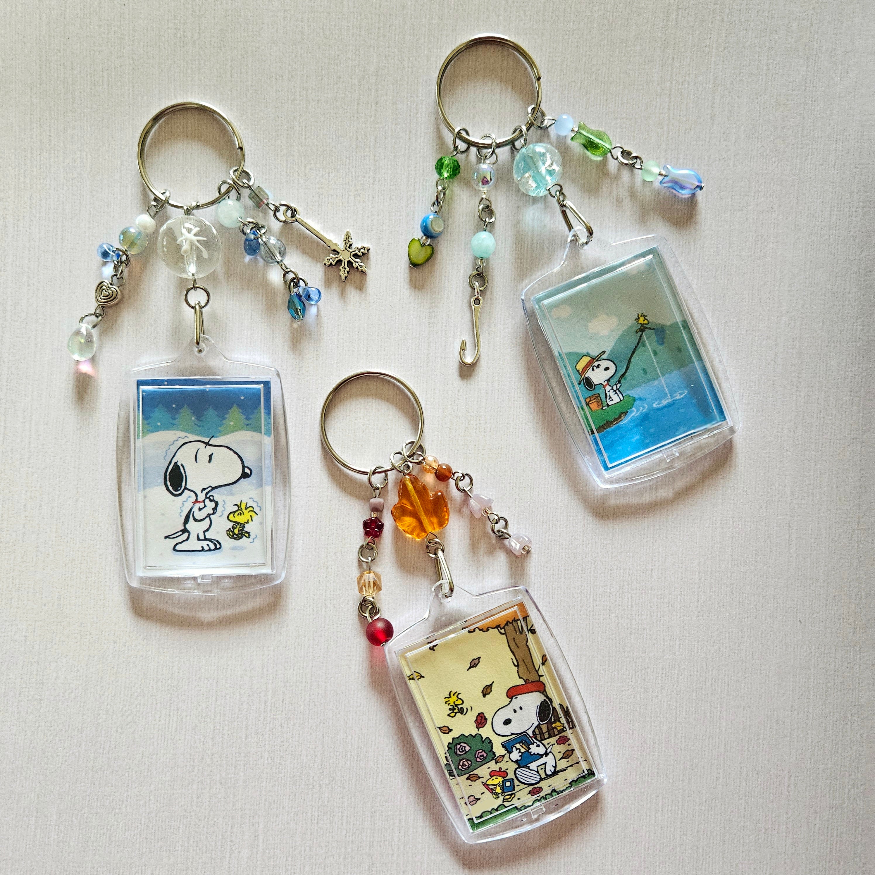 Handmade Beaded Snoopy Cartoon Dog Keychains - Etsy