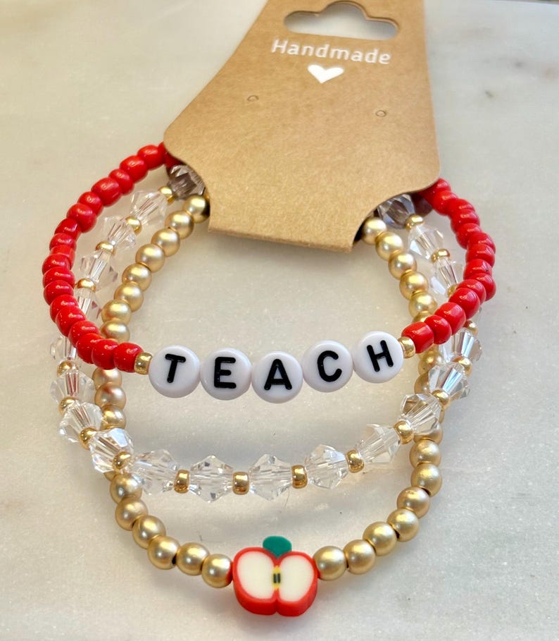 Teacher Appreciation Gift Hand Beaded Bracelet Stack - Etsy