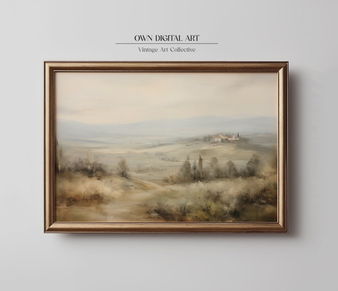 Vintage Italian Landscape Oil Painting Print: Tuscany Wall Art (digital ...