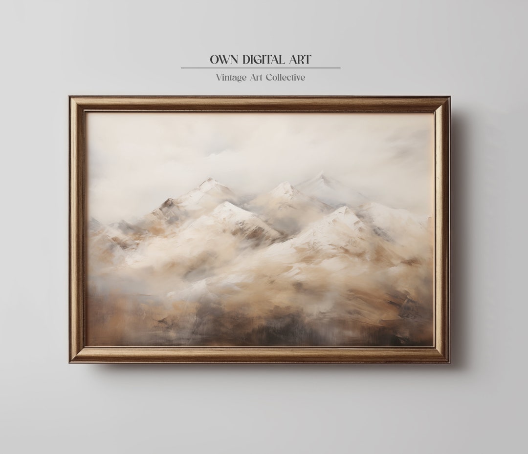 Vintage Mountains Printable Landscape Painting Antique Landscape Art ...