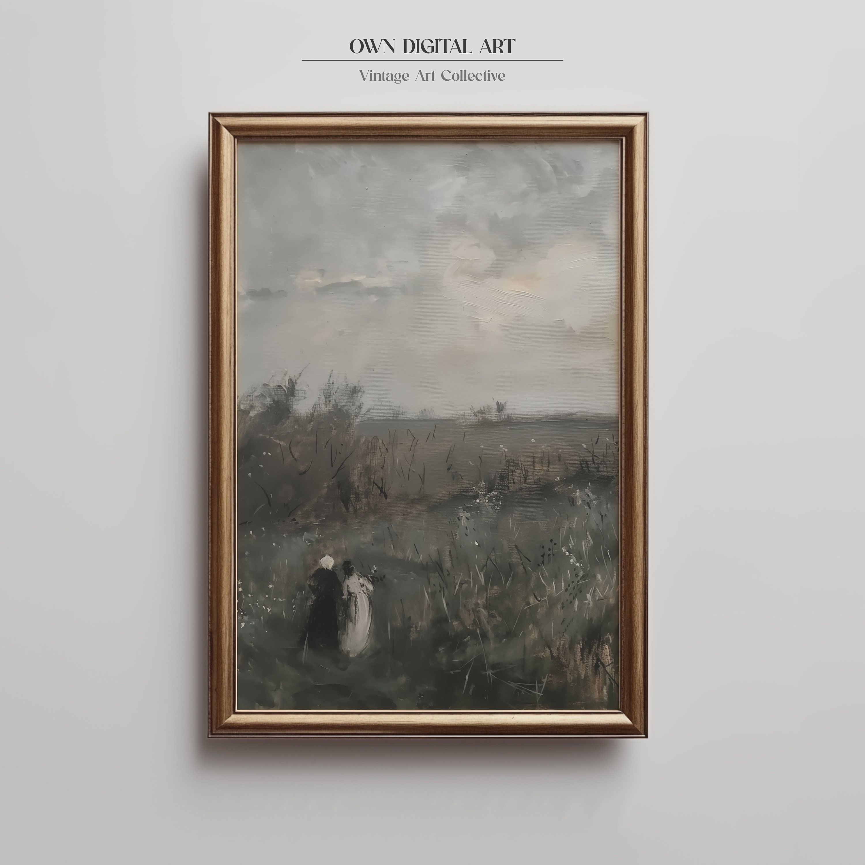 Vintage English Countryside Painting: Antique Cottagecore Art Print ...