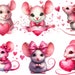 Pink Love Mouse Clipart Bundle Pink Mouse Sublimation Romantic Mice ...