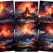 Volcano Landscape Digital Paper Set: Erupting Magma, Nature Backgrounds ...