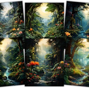 Printable Tropical Forest Digital Papers Nature Theme Tropical Jungle ...