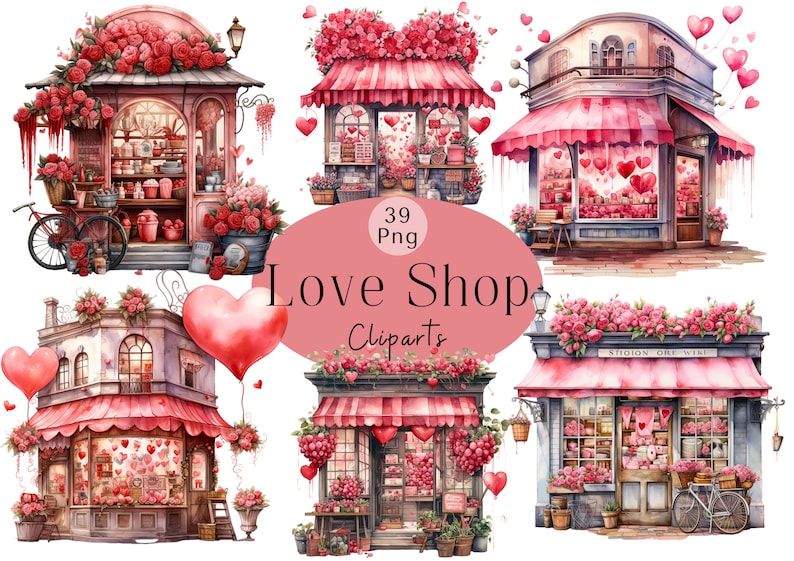 Valentines Day Shop Bundle Saint Valentine Bakery Shop Clipart ...