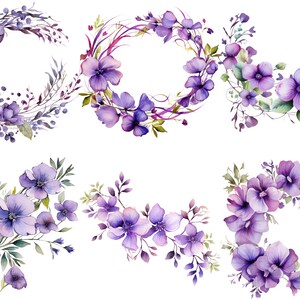 Watercolor Violet Flower Clipart: Hydrangea Bundle (commercial Use) - Etsy