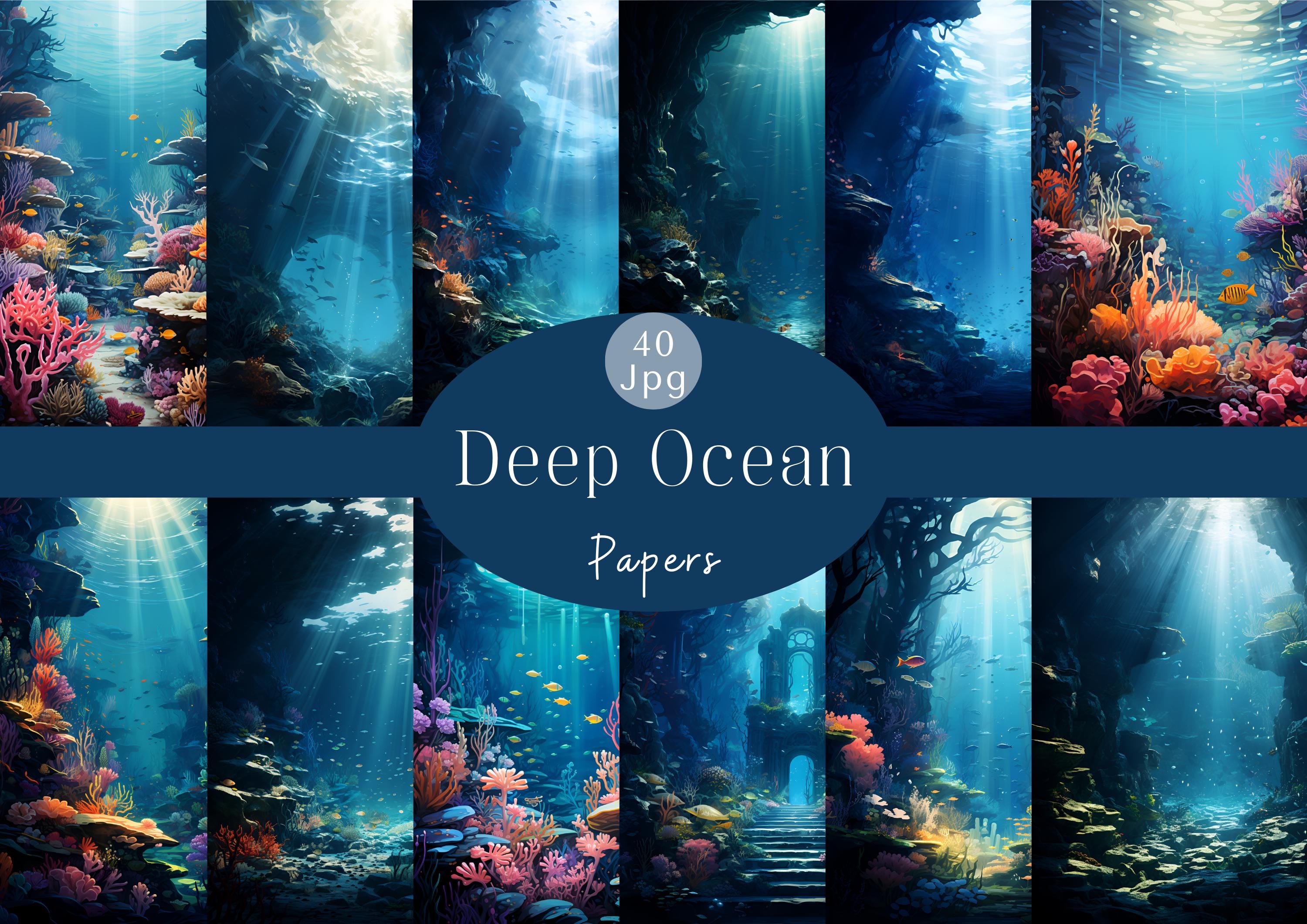 Printable Deep Ocean Digital Papers Under the Sea Background Nature ...