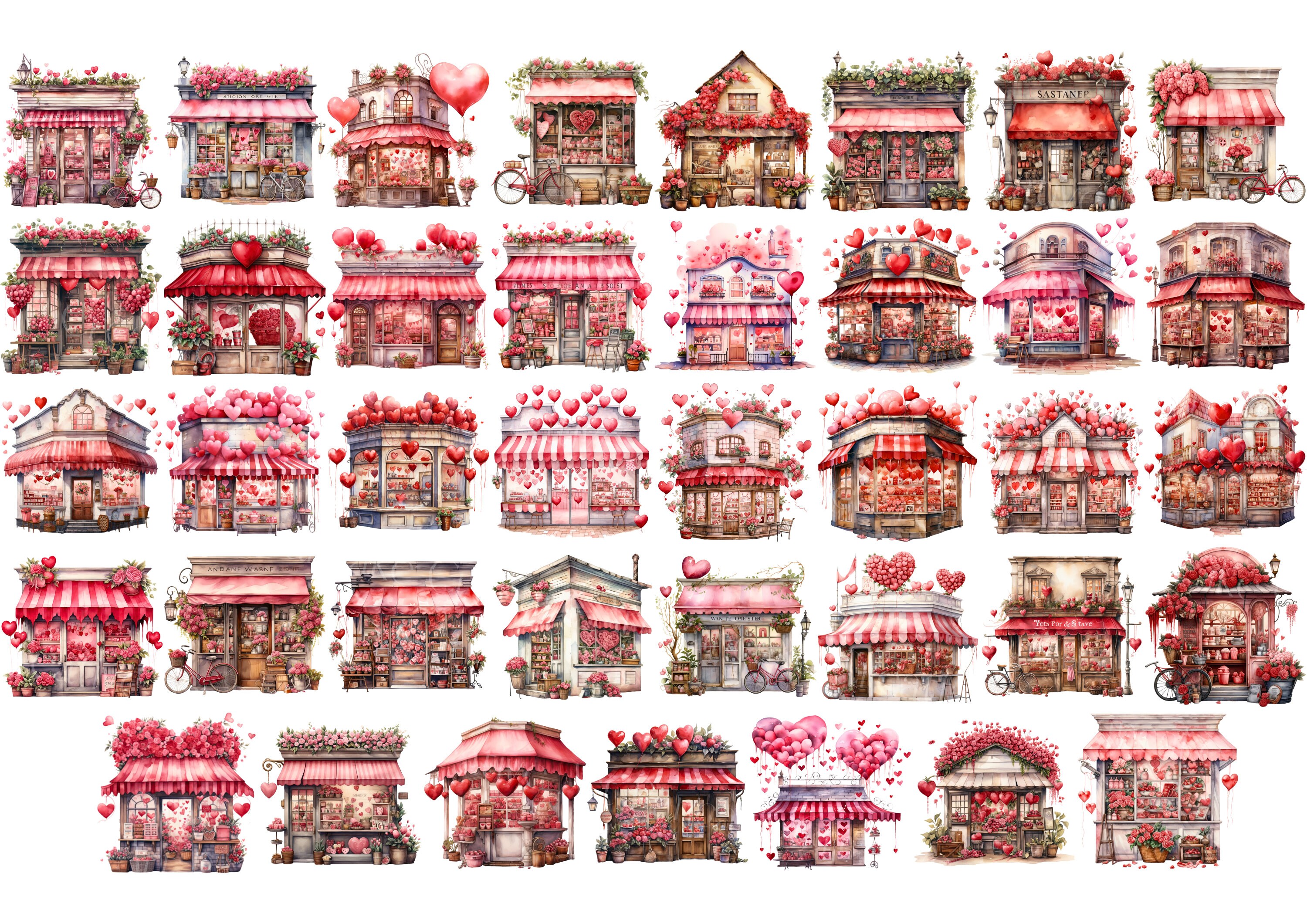 Valentines Day Shop Bundle Saint Valentine Bakery Shop Clipart ...