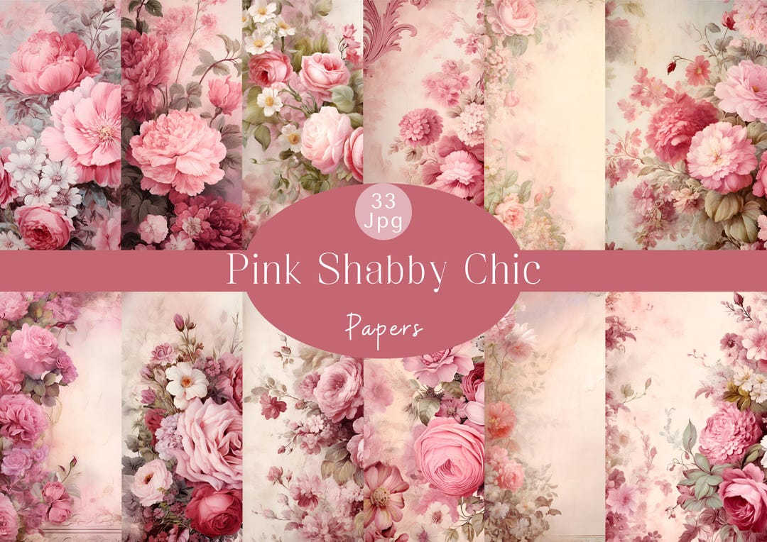 Watercolor Pink Shabby Chic Junk Journal Paper Pack Romantic Scrapbook ...