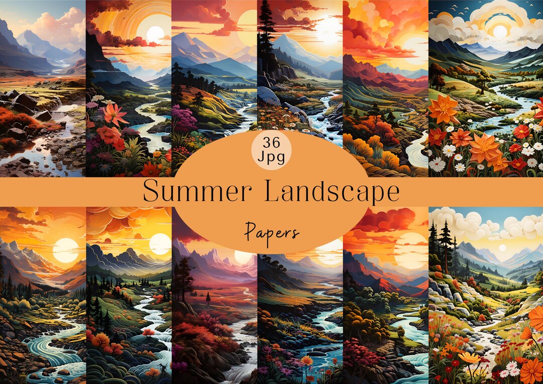 Printable Summer Landscape Bundle Summer Season Nature Landscape Cozy ...