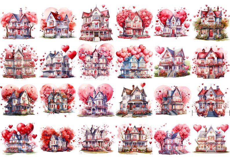Saint Valentine House Clipart Love House Png Valentines Day House ...