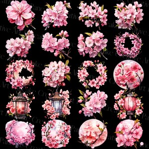 Watercolor Sakura Cherry Blossom Png Spring Floral Png Bundle Japanese ...