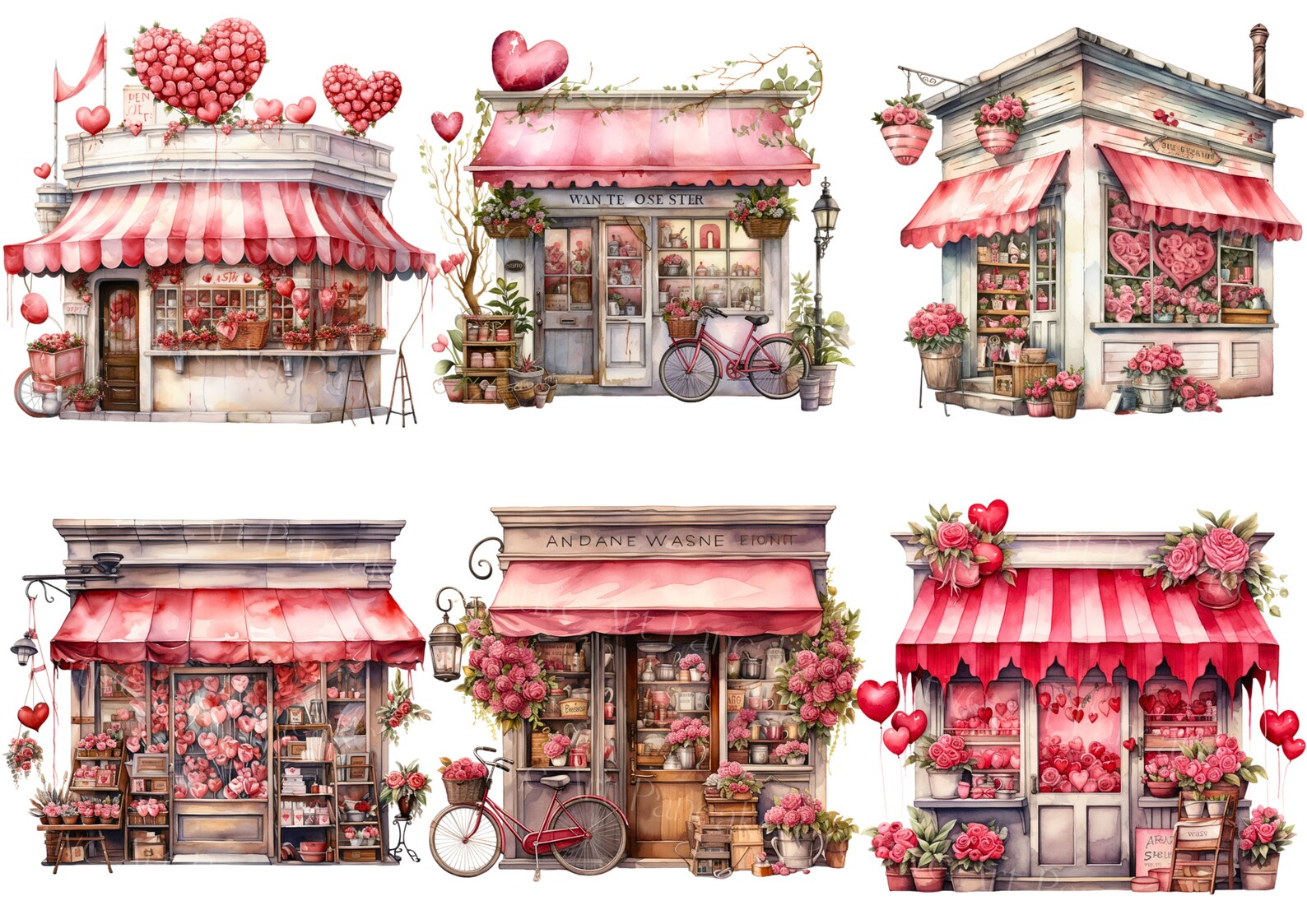 Valentines Day Shop Bundle Saint Valentine Bakery Shop Clipart ...