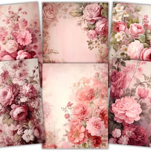 Watercolor Pink Floral Shabby Chic Paper: 33 Romantic Journal Pages ...