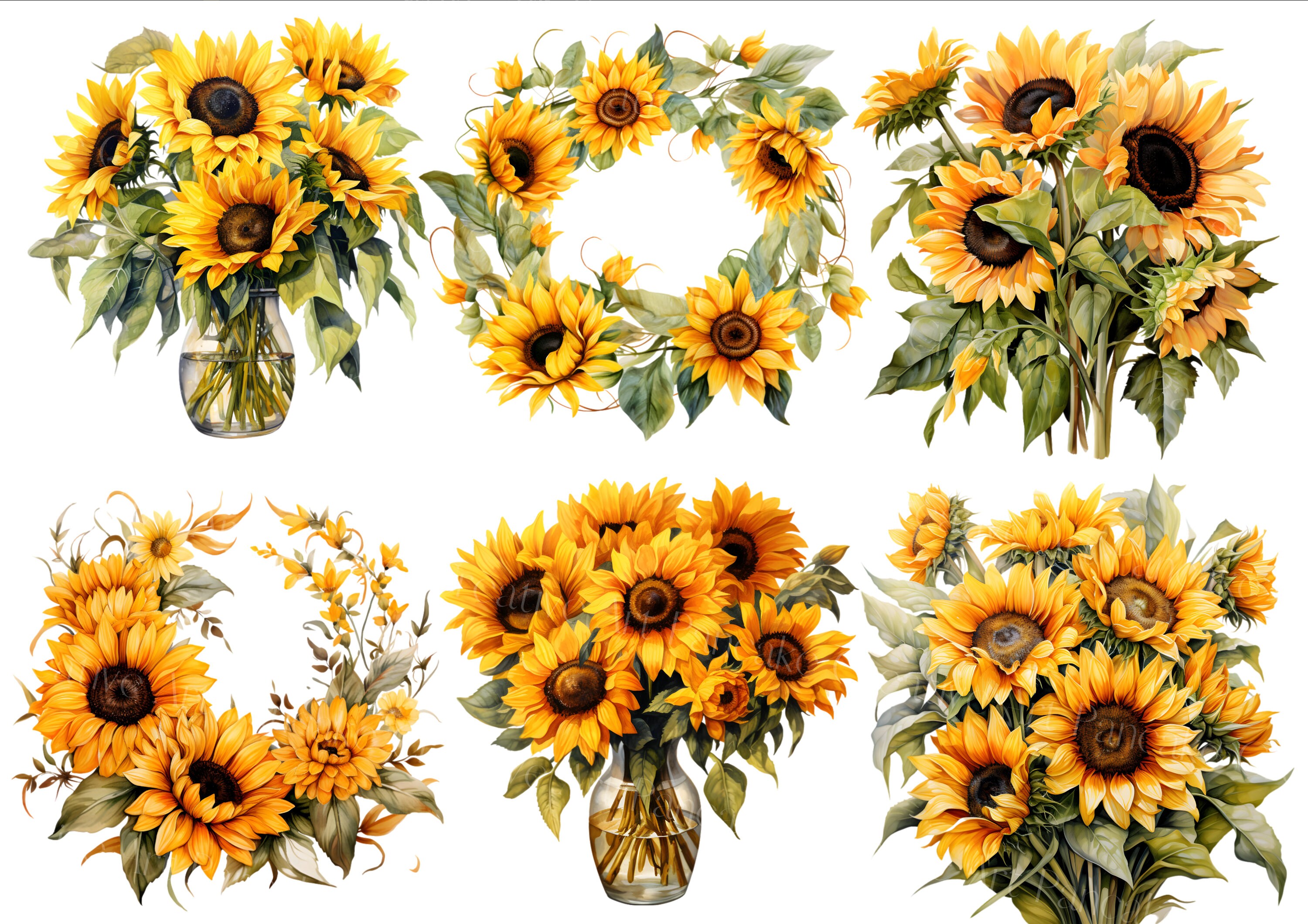 Watercolor Sunflower Clipart Summer Clip Art Sunflower Art High Quality ...