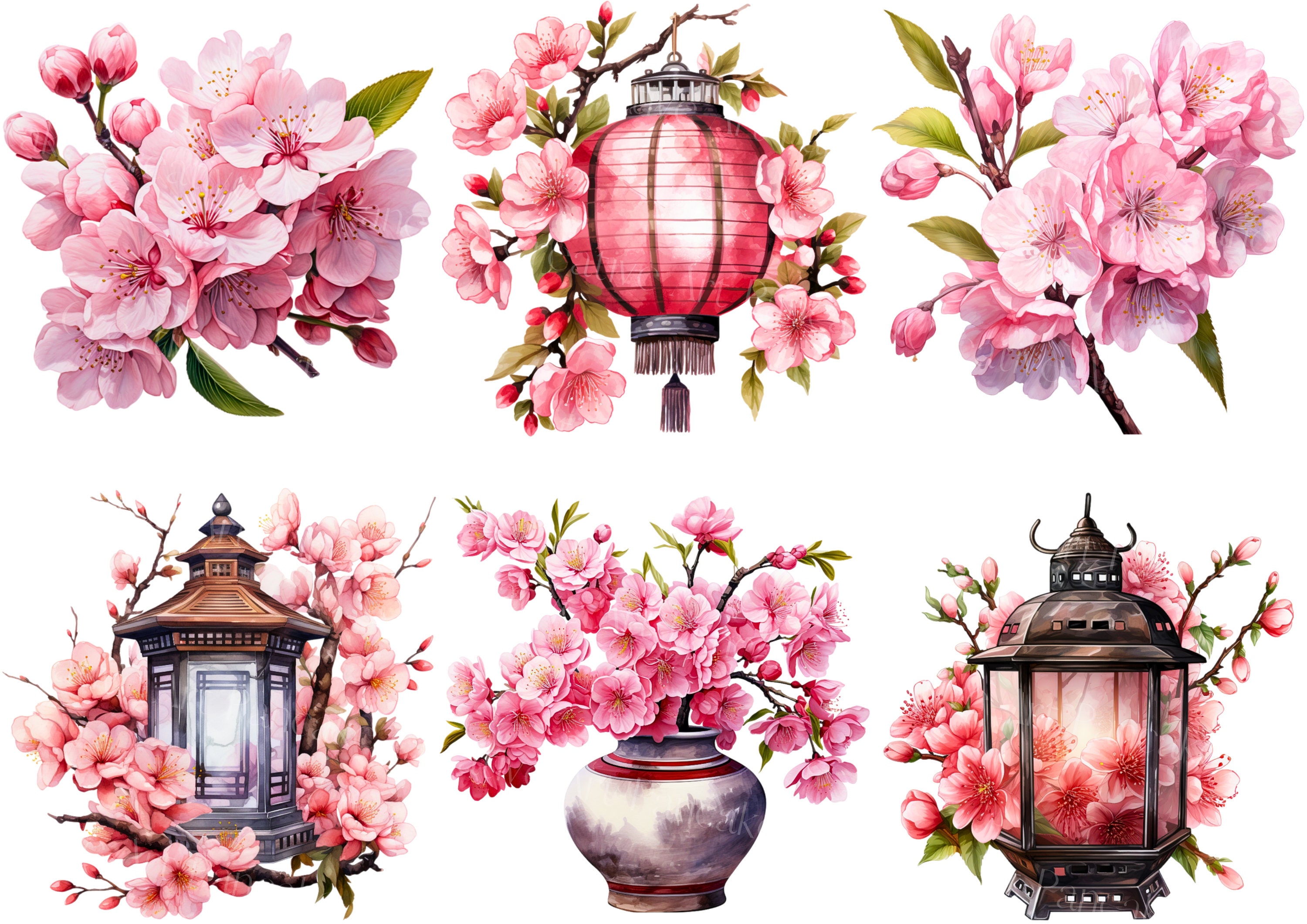 Watercolor Sakura Cherry Blossom Png Spring Floral Png Bundle Japanese ...