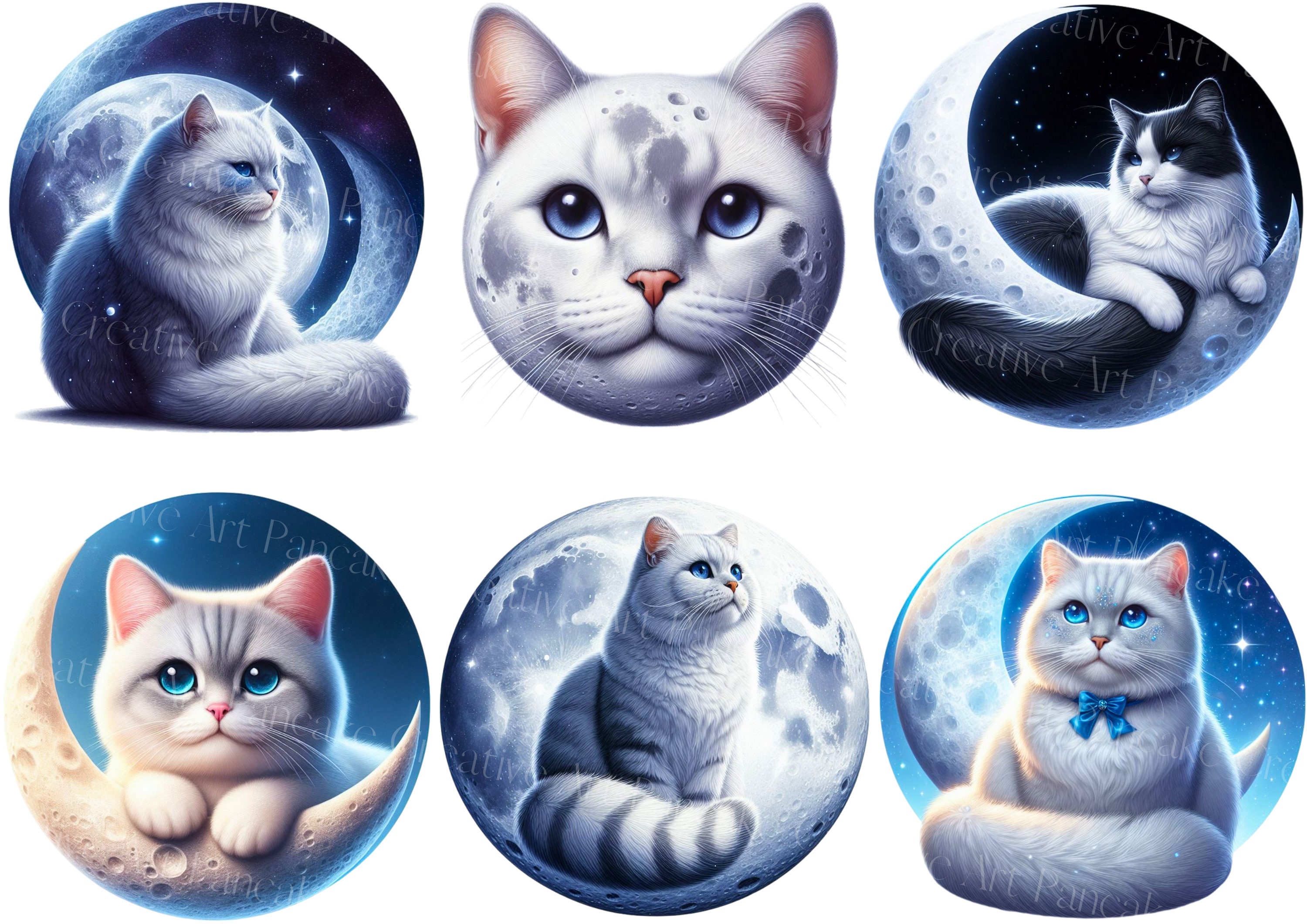 Moon Cat Clipart Png Sublimation Designs Crescent Moon Cats Cute Cat ...