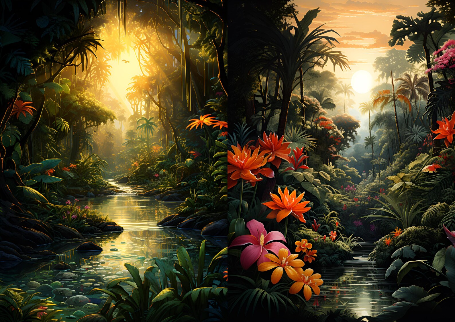 Printable Tropical Forest Digital Papers Nature Theme Tropical Jungle ...