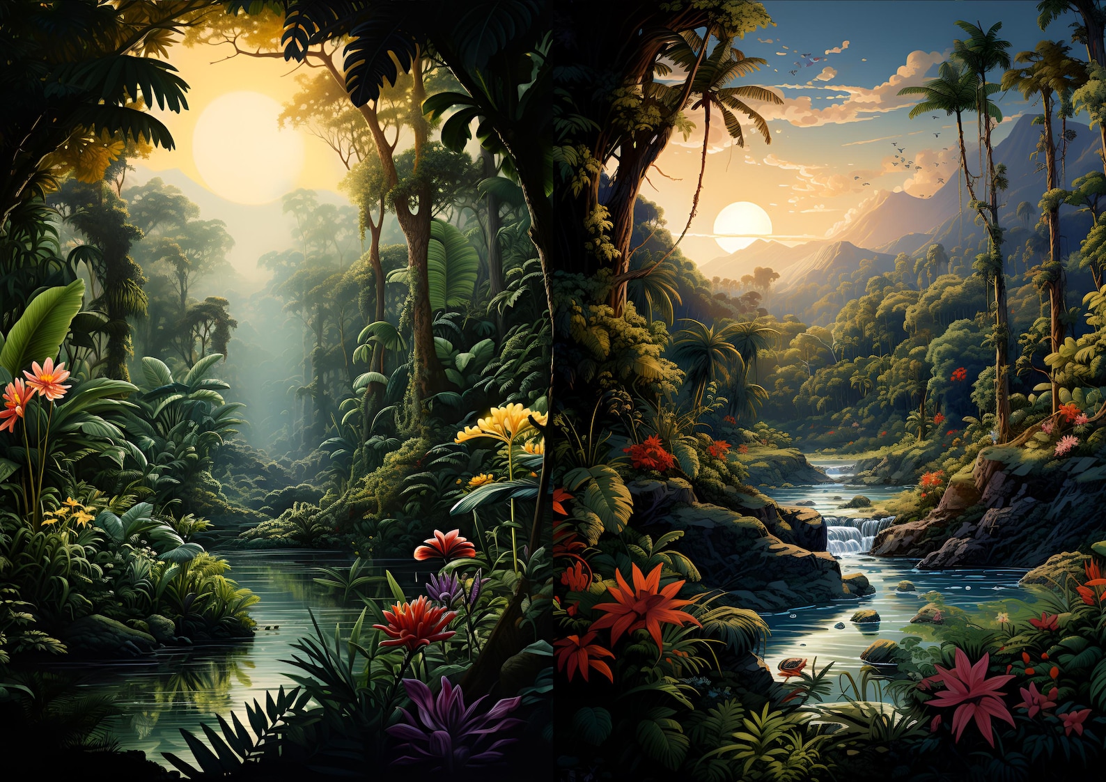 Printable Tropical Forest Digital Papers Nature Theme Tropical Jungle ...