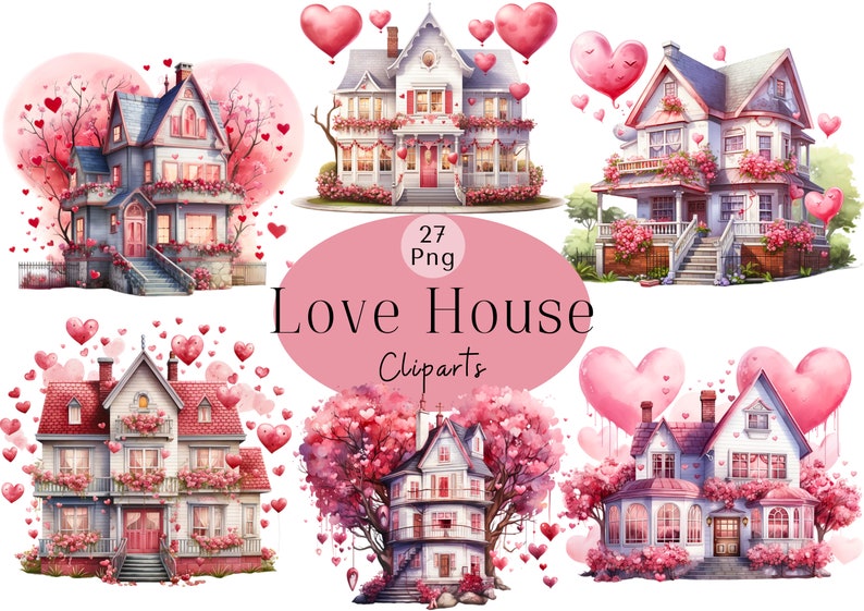 Saint Valentine House Clipart Love House Png Valentines Day House ...