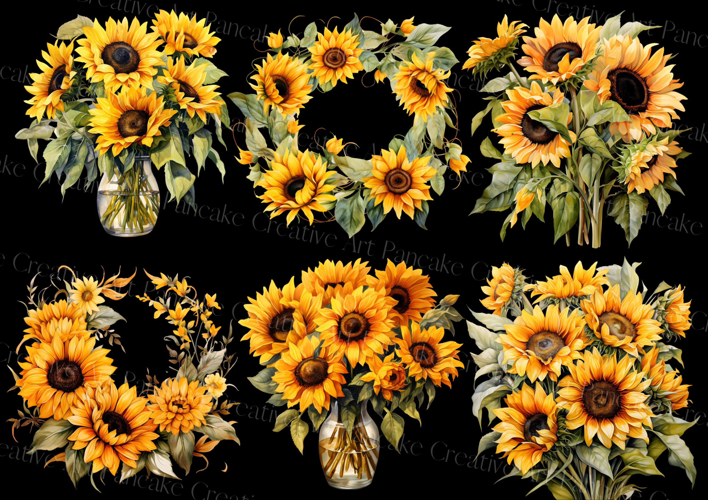 Watercolor Sunflower Clipart Summer Clip Art Sunflower Art High Quality ...