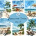 Watercolor Summer Beach Clipart Bundle: Vacation Scene Pngs (35 Files ...