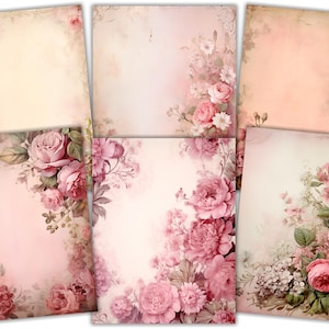 Watercolor Pink Floral Shabby Chic Paper: 33 Romantic Journal Pages ...
