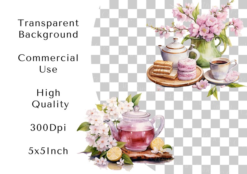 Watercolor Spring Tea Party Clipart Bundle Floral Spring Tea Party ...