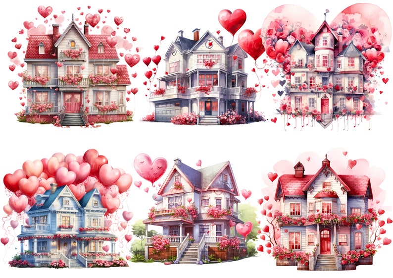 Saint Valentine House Clipart Love House Png Valentines Day House ...